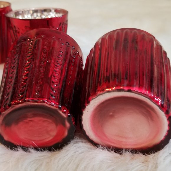 Accents | 4 Red Glass Votive Candle Holders 2 Designs | Poshmark